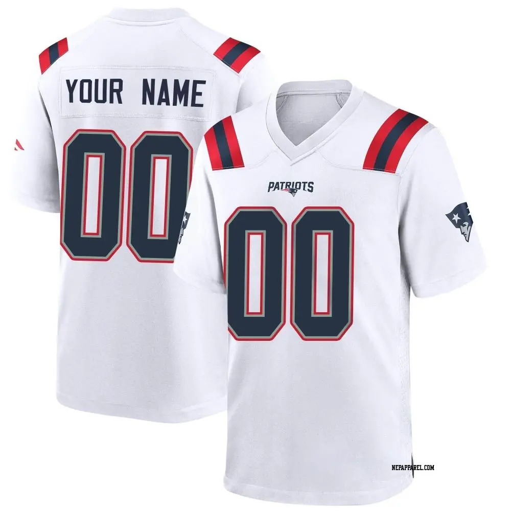 Game White Men's Custom New England Patriots Jersey - Patriots Store