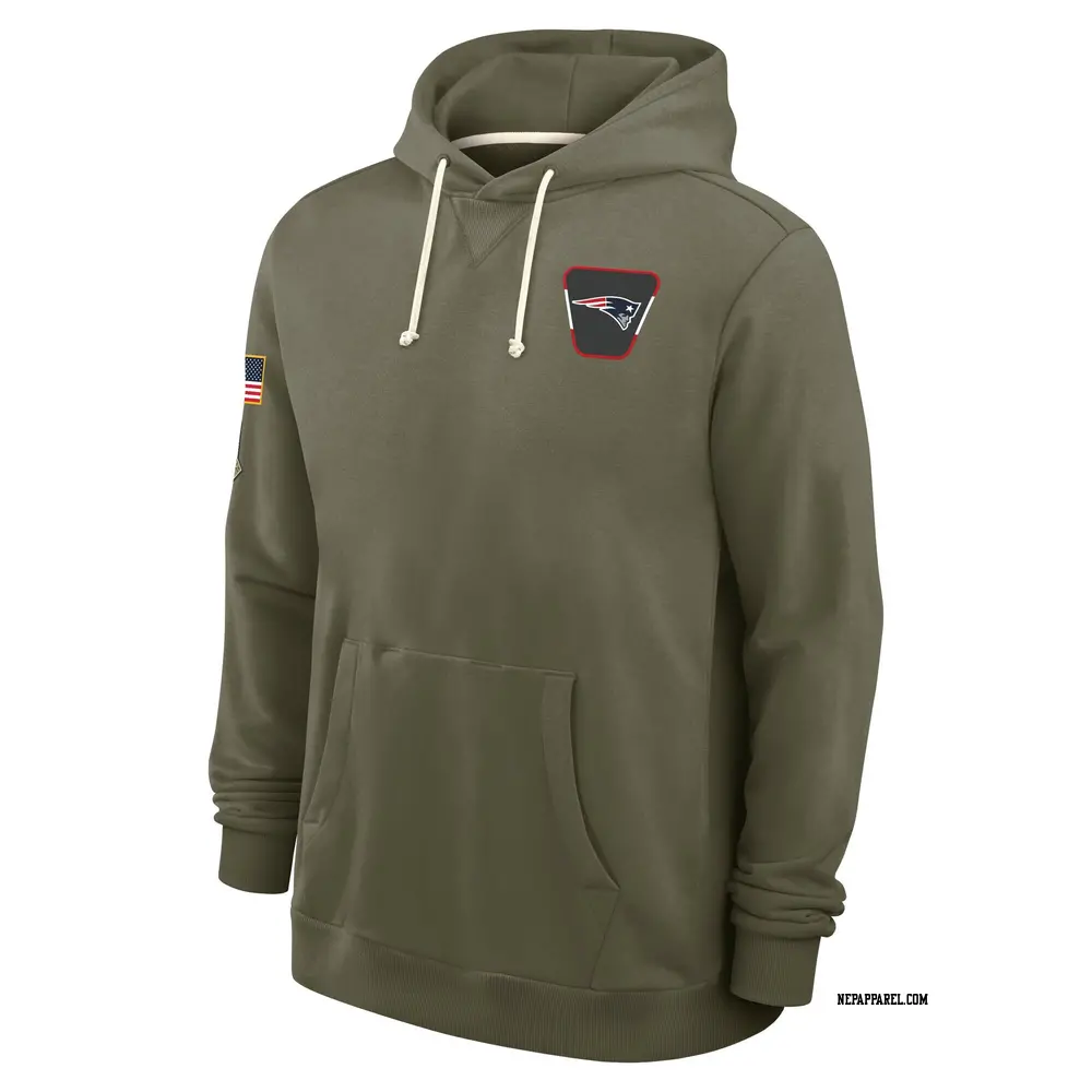 Olive Men's New England Patriots 2025 Salute to Service Sideline Hoodie ...